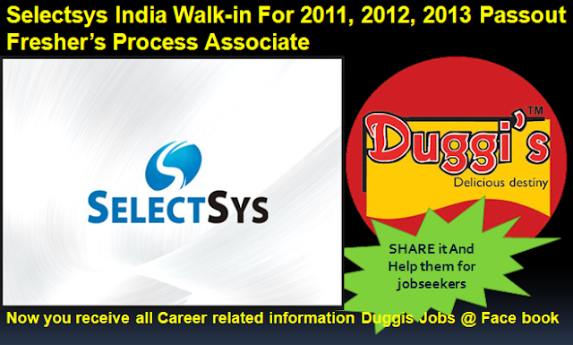 Duggis Jobs: Selectsys India Walkin For 2011, 2012, 2013 Passout ...