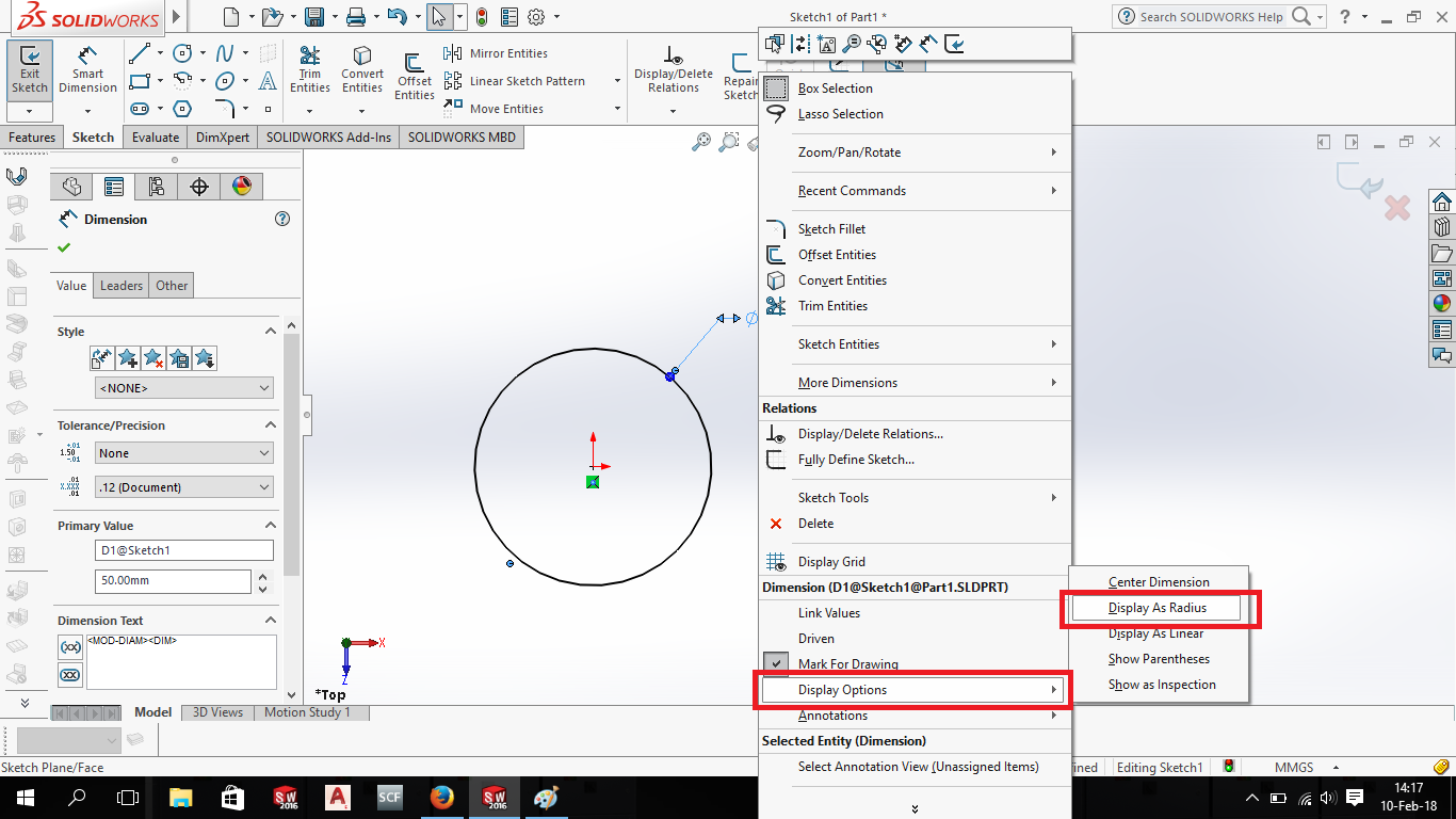 Cara Mengganti Dimension ke Radius-Solidworks - WebMasDwi