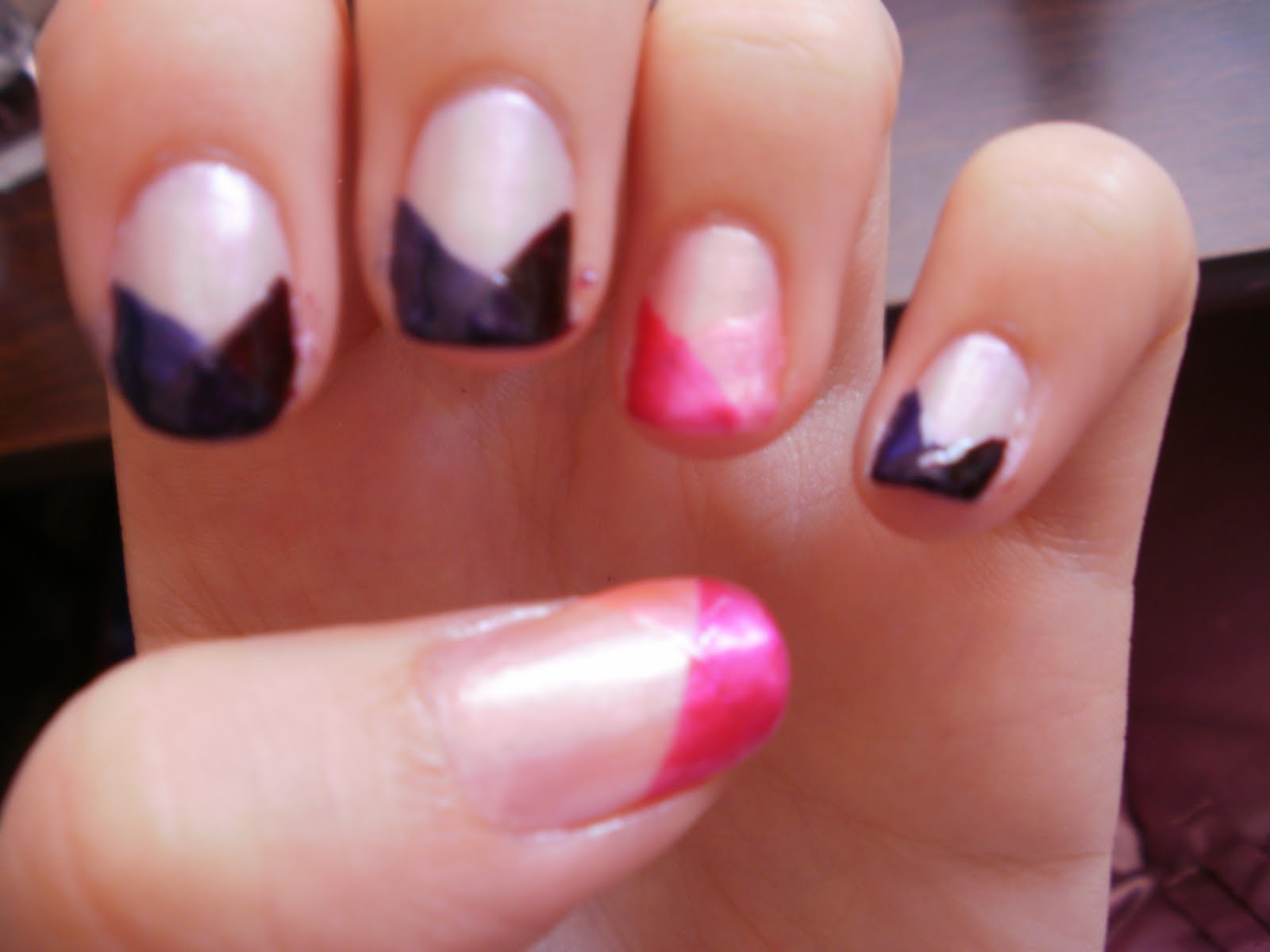 Artistry Nails: Pink & Purple Angled French Tip