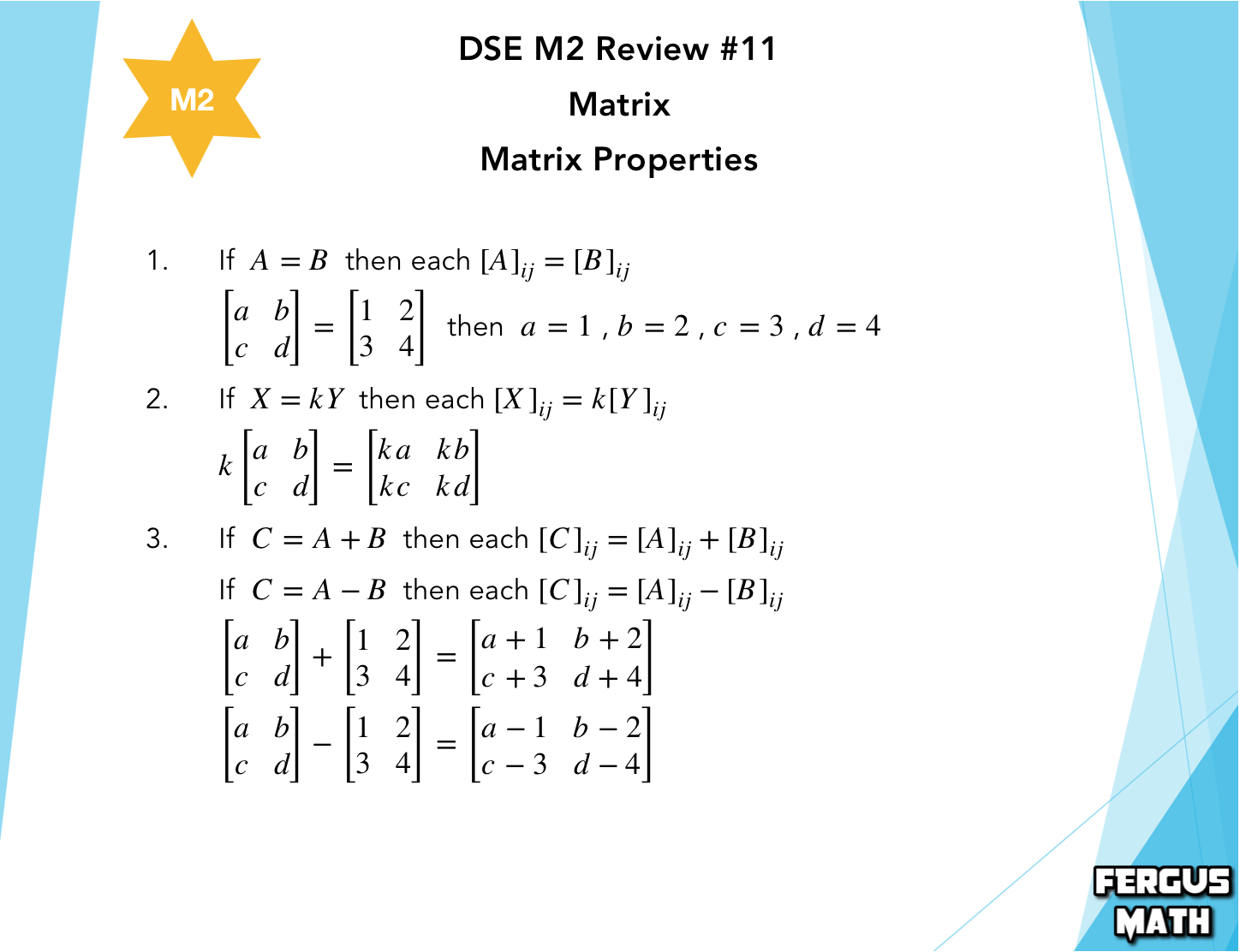 Fergus Sir Mathematics: M2 Review - Chapter 11 Matrix