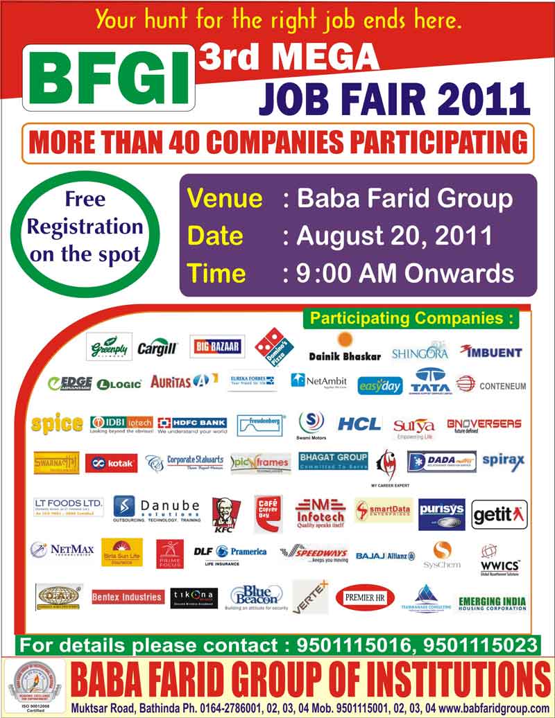 True Gift: BFGI Baba Farid Group Mega Job Fair August 20th 2011 - BFGI ...