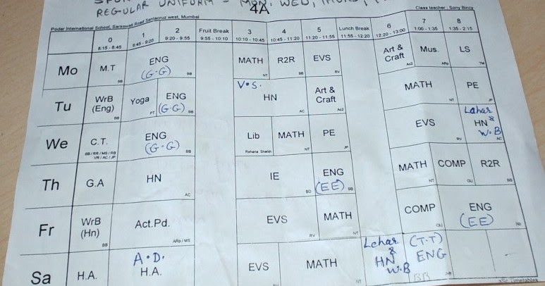 Grade 4 A,C New time table from now onwards