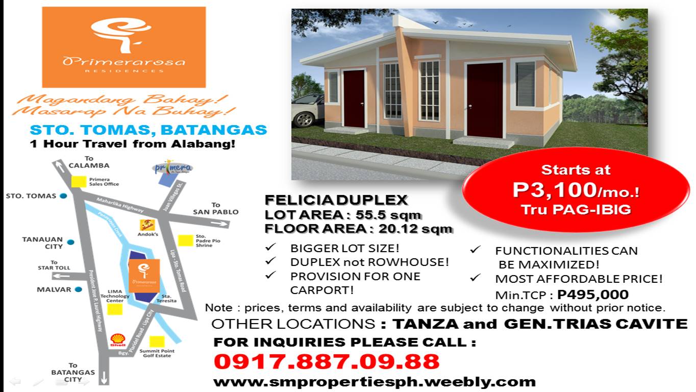 SM's Lowcost housing in Batangas Primerarosa