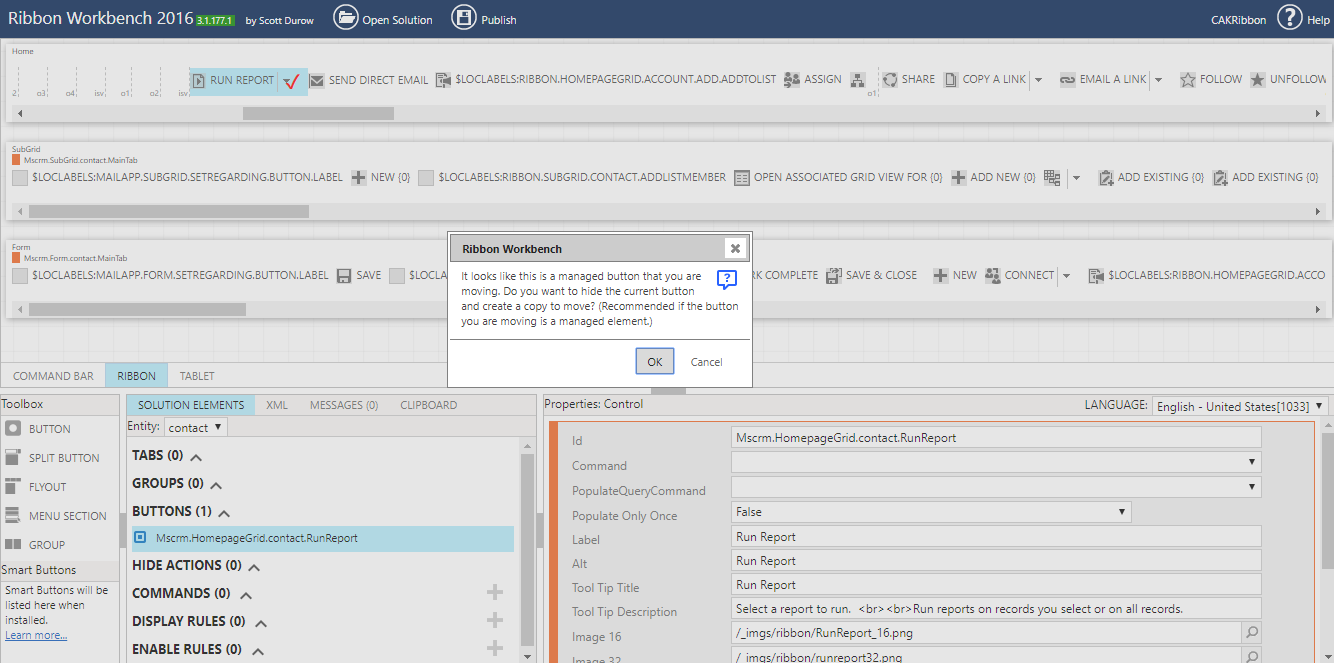 Move a ribbon button from one tab to another