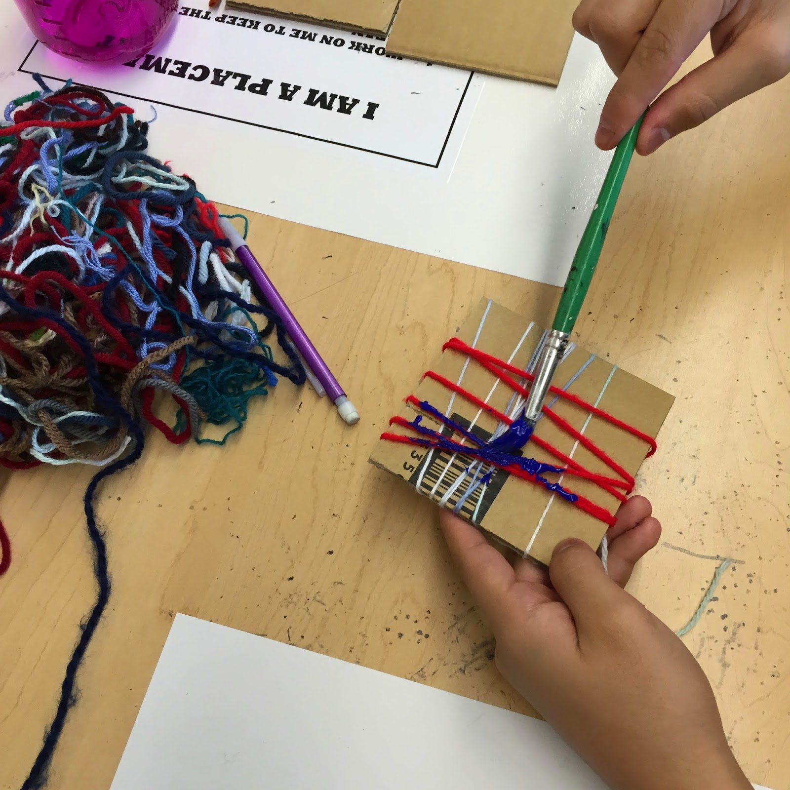 come to the Art side: Thursday Think Tank: Yarn Printing!