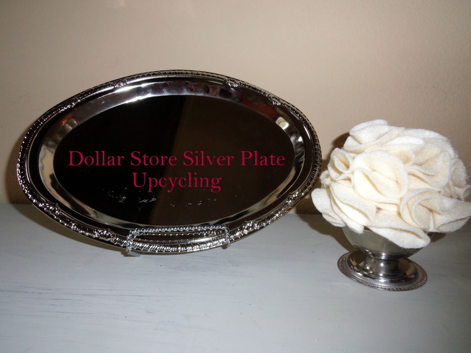 Dollar store silver plate chalkboard