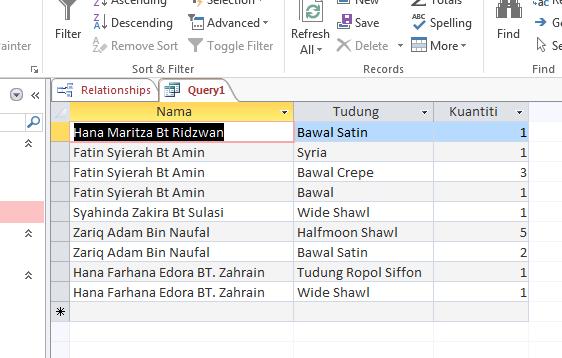CARA MENCIPTA QUERY DARI BANYAK JADUAL DENGAN MENGGUNAKAN QUERY DESIGN