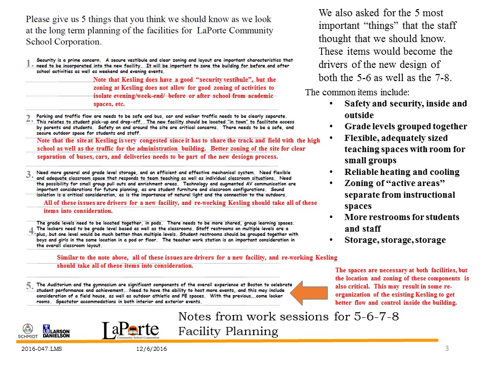 LaPorte Community Schools projects: 2016