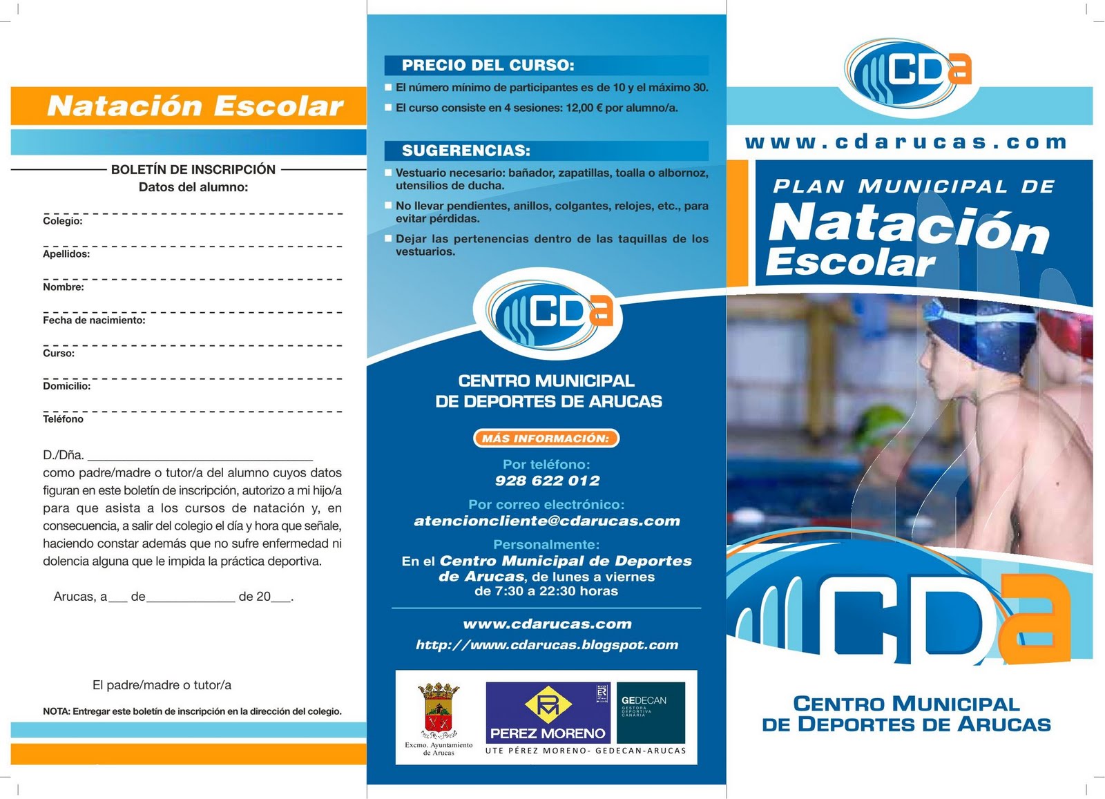 CENTRO MUNICIPAL DE DEPORTES DE ARUCAS: PLAN DE NATACIÓN ESCOLAR