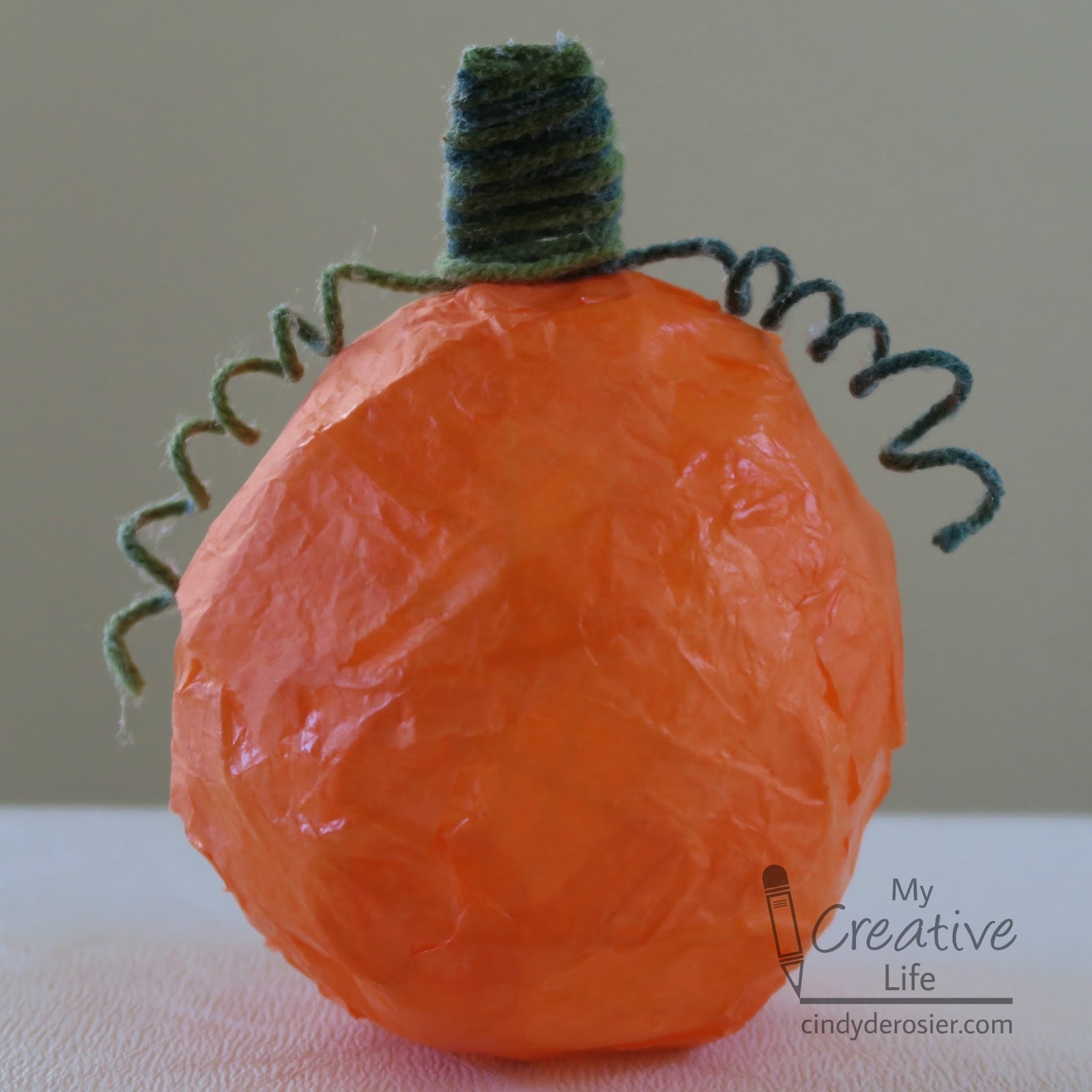 Cindy Derosier My Creative Life Tissue Paper Yarn Pumpkin