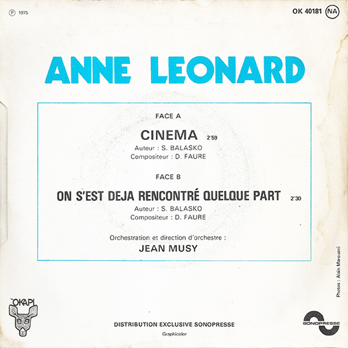 les sensass sillons: Anne Léonard - 45t (1975)
