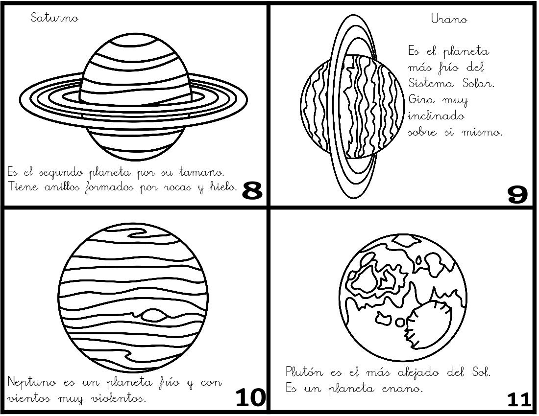 Un minilibro para colorear y recortar: | Planetas del sistema solar ...
