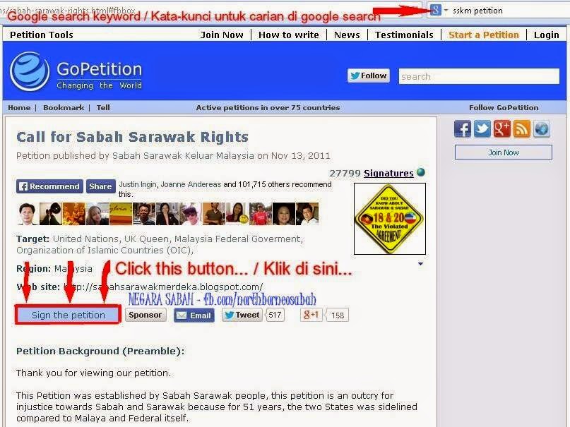 Sinamu Rungus: How To Sign The Online Petition of Calling Sabah Sarawak ...
