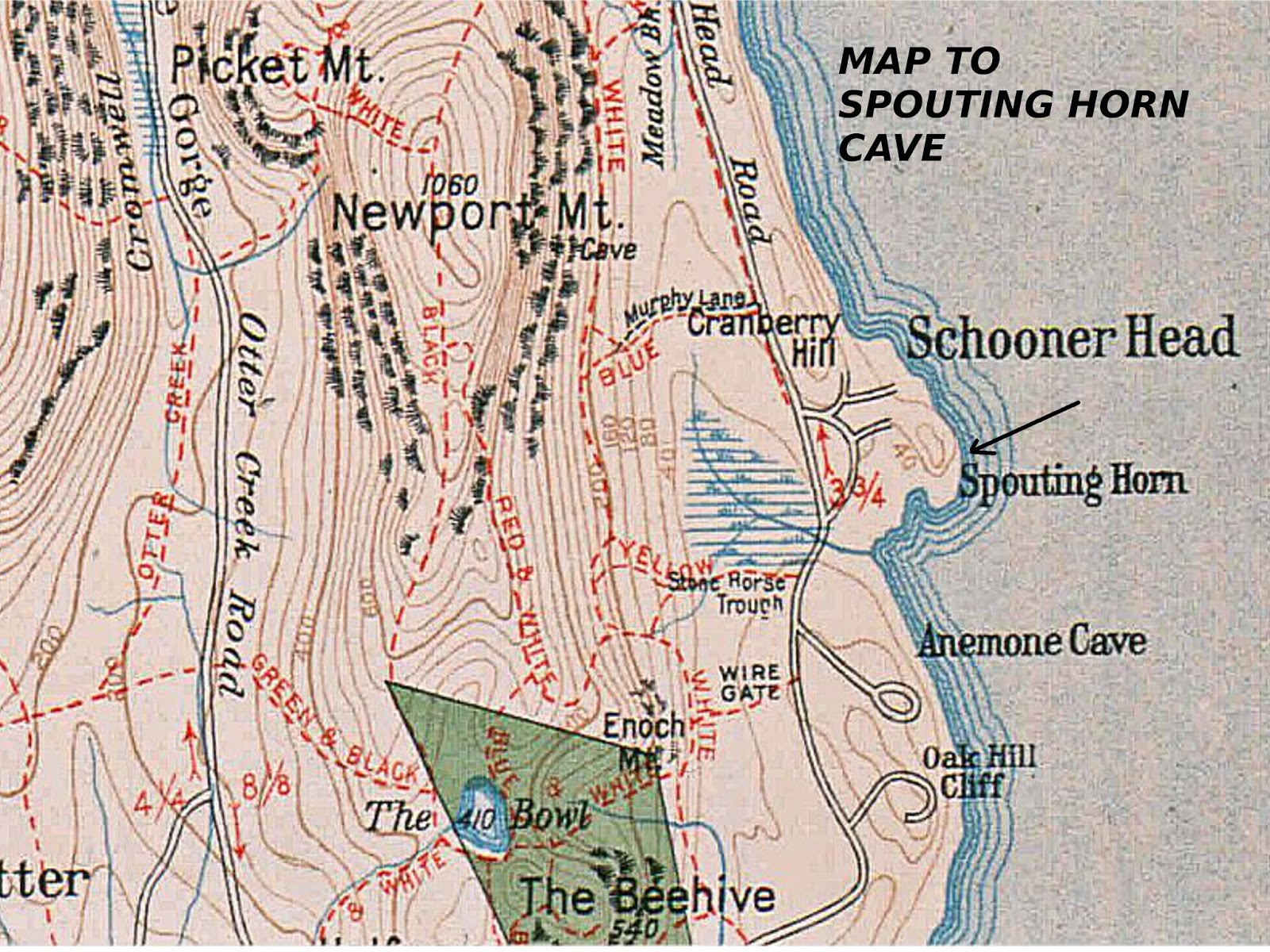 ABANDONED TRAILS OF ACADIA NATIONAL PARK: SPOUTING HORN CAVE AT ...