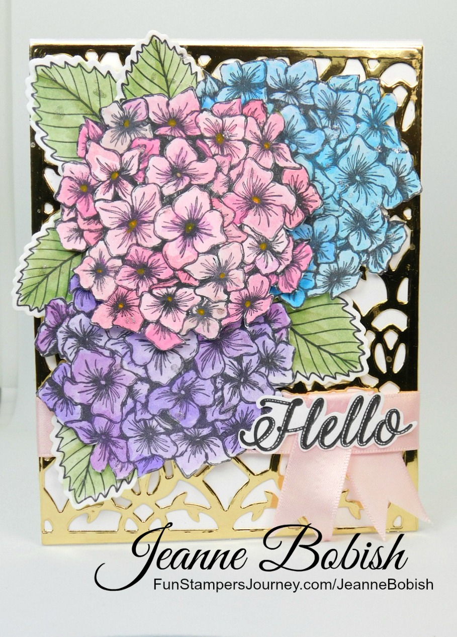 Jeanne Bobish : Hydrangea Hello Watercolor Card