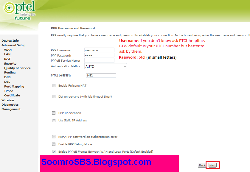 How To: PTCL DSL Modem Configuration Screenshots Esay