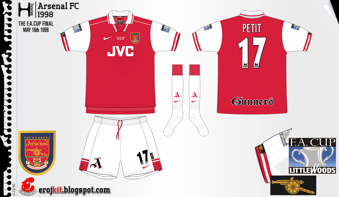Kit Design, by eroj: 1997-98 Arsenal (Home, Away e Third)