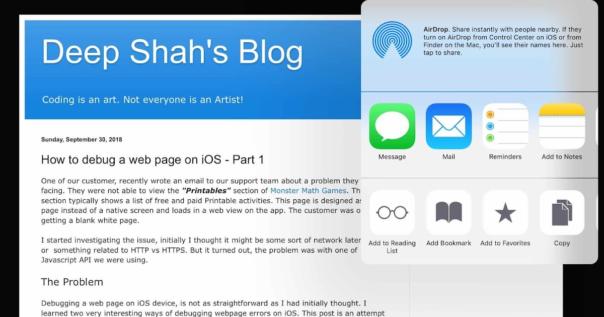 Deep Shah's Blog: How to debug a web page on iOS - Part 1