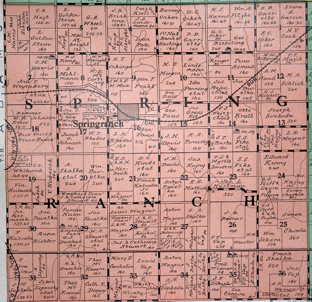 Sutton Nebraska Museum: 1925 Plat Map of Spring Ranch Township, Clay County