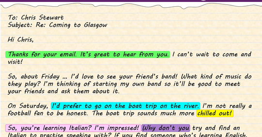 Click on: WRITING INFORMAL EMAILS