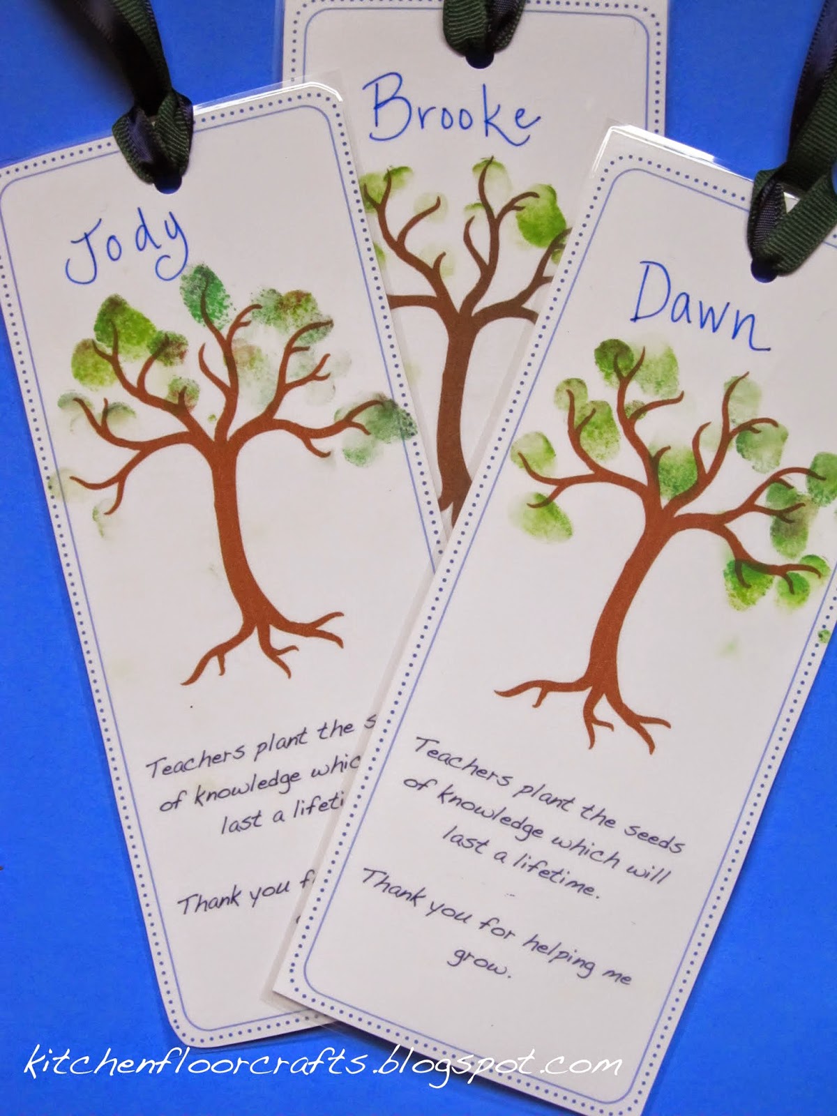 Kitchen Floor Crafts: Teacher Thank You Tree Bookmarks (Free Printable)
