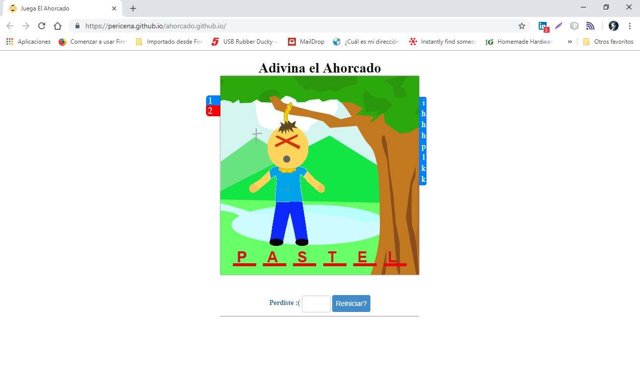 Juega el ahorcado con javascript,html,css