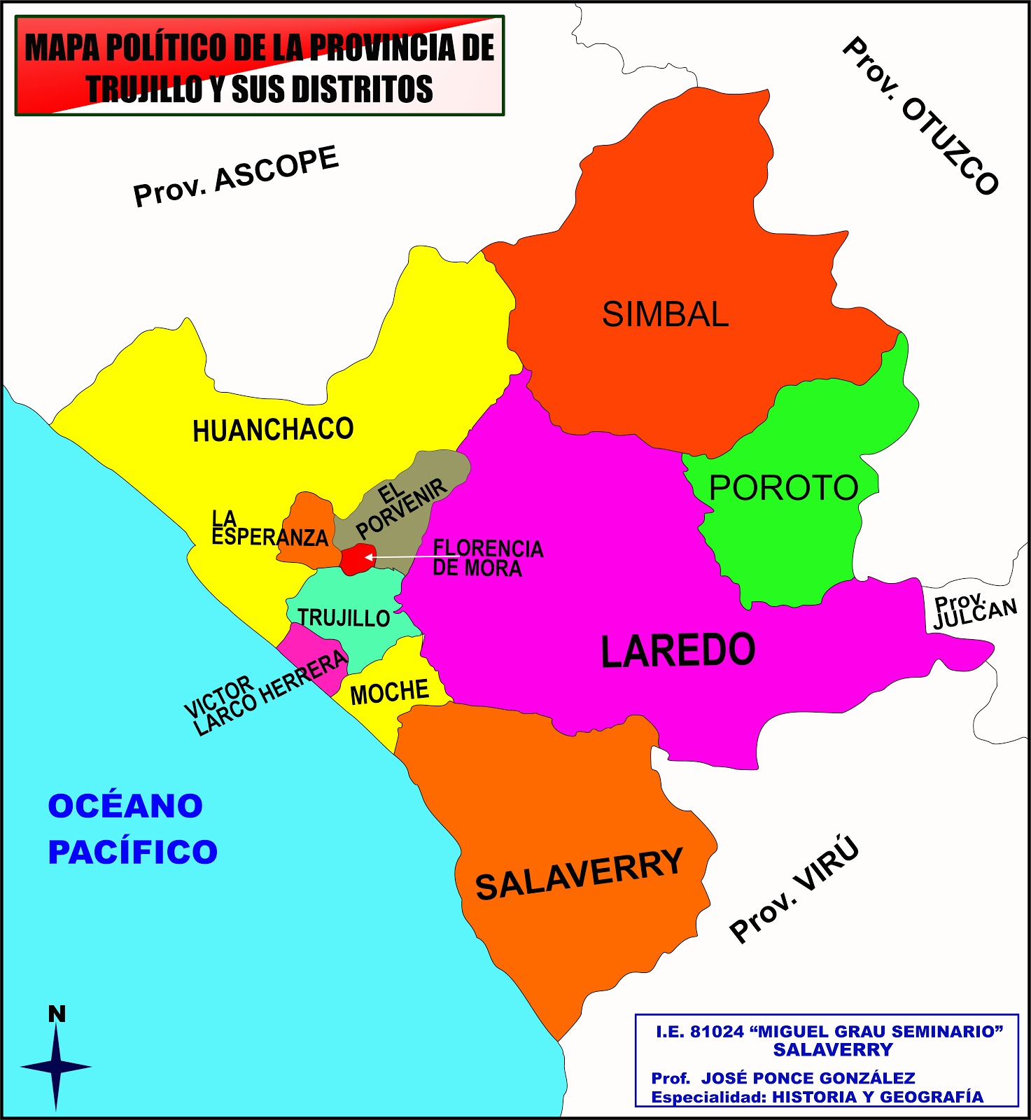 MAPA DE LA PROVINCIA DE TRUJILLO Y SUS DISTRITOS