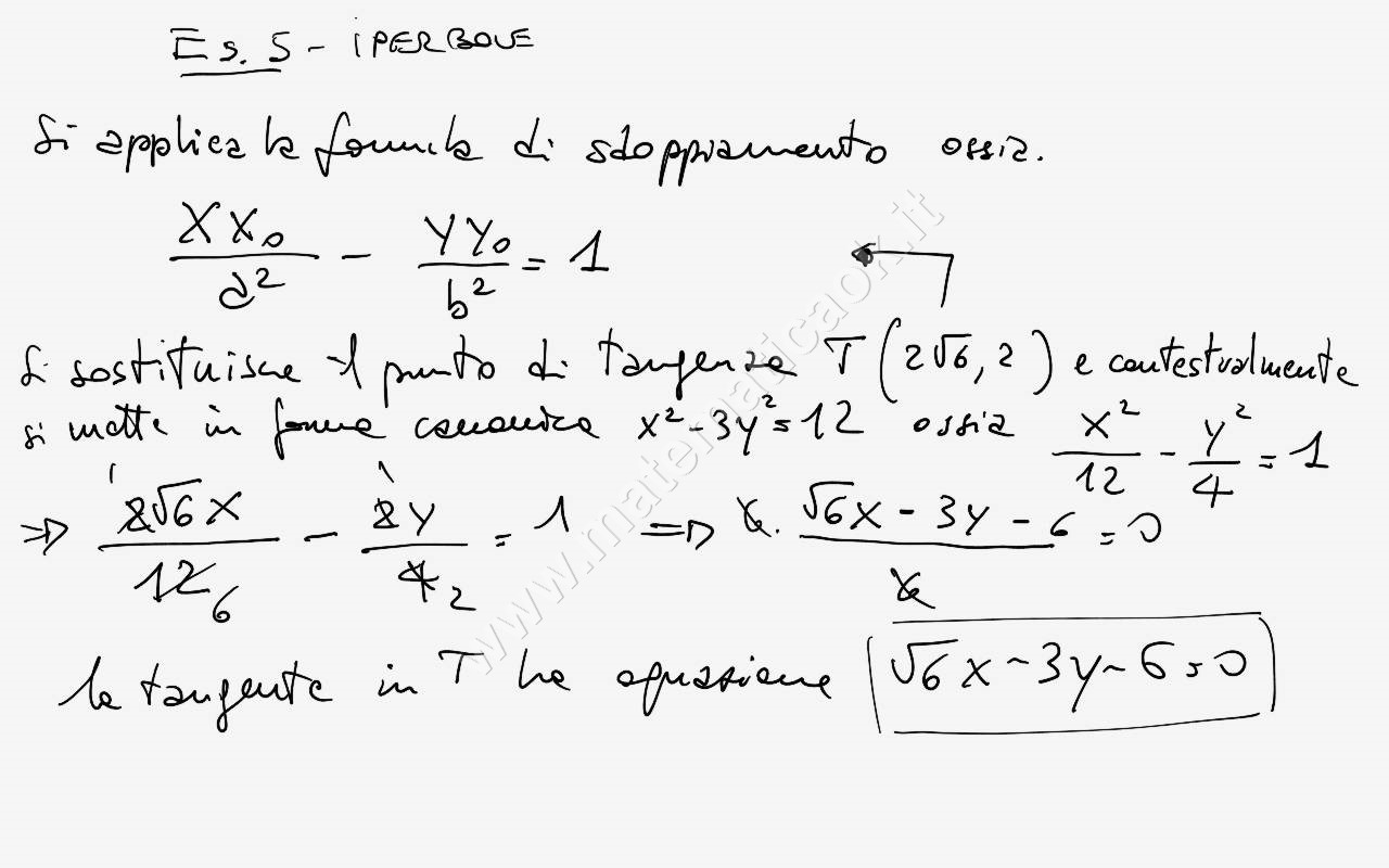 ESERCIZI SVOLTI DI MATEMATICA: Esercizio 5 - Iperbole