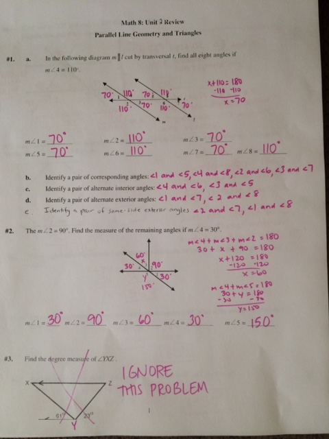 Math with Gunderson : Math 8 Review Answers