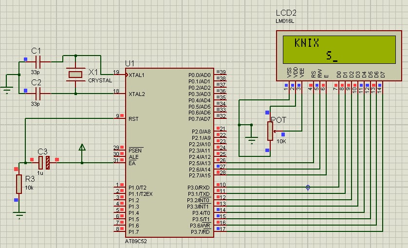 16*2 LCD interfacing with 8051 microcontroller