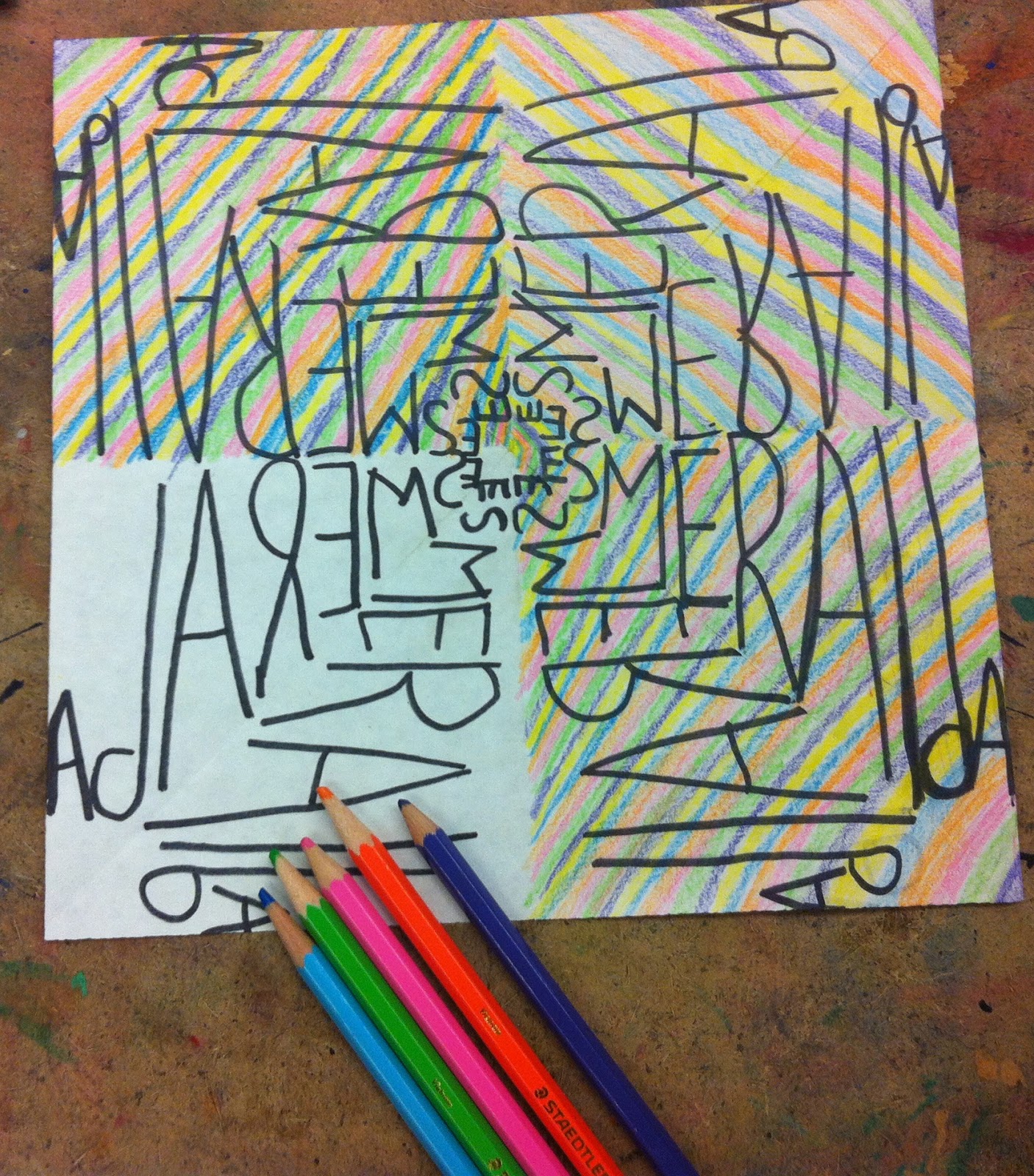 The Art Studio at Cooper Dual Language Academy: Symmetrical Name Designs