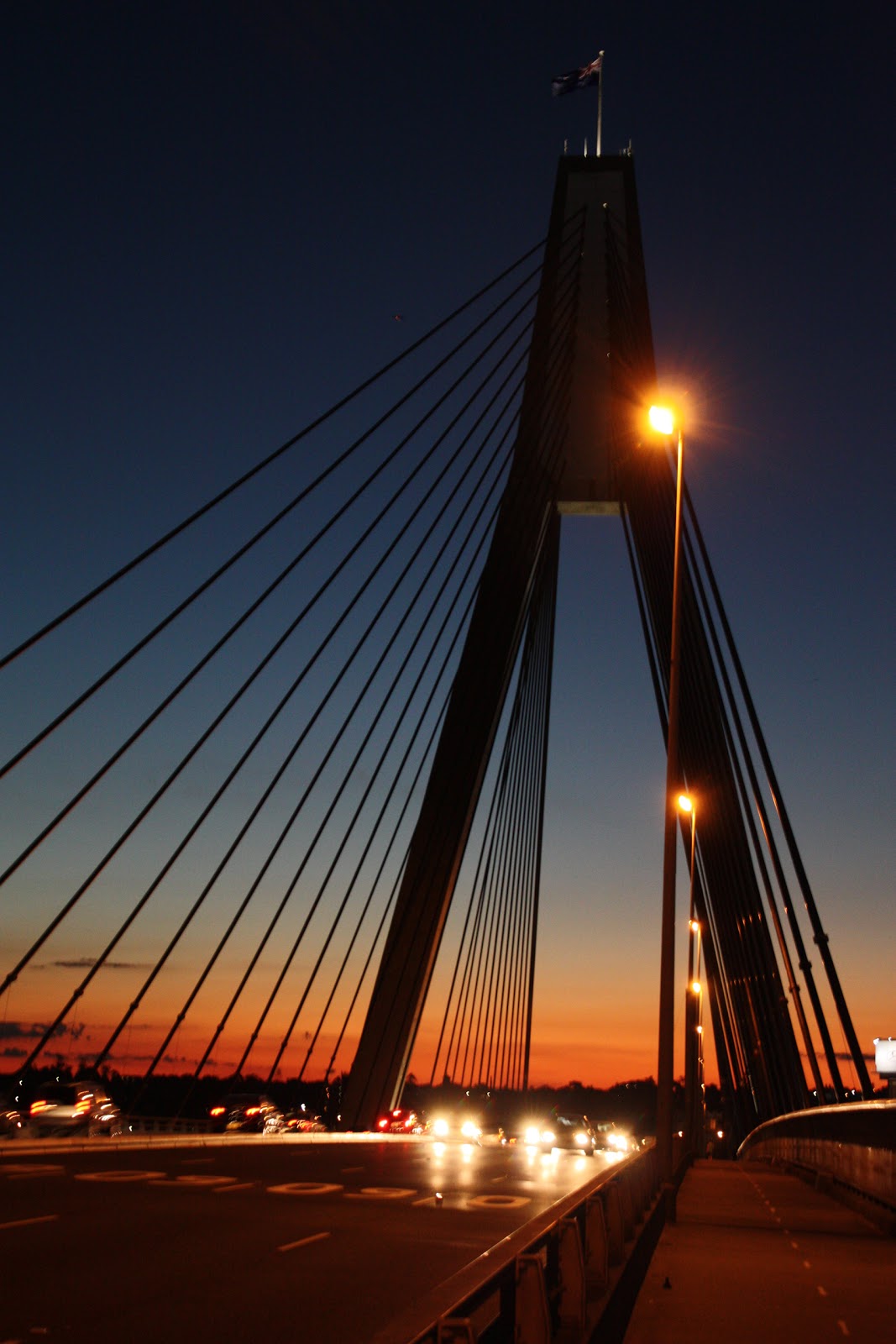 Sydney - City and Suburbs: Anzac Bridge, sunset