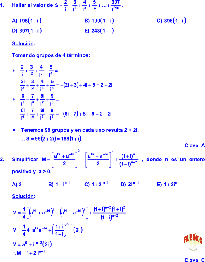 NÚMEROS COMPLEJOS PROBLEMAS RESUELTOS DE ÁLGEBRA PREUNIVERSITARIA pdf