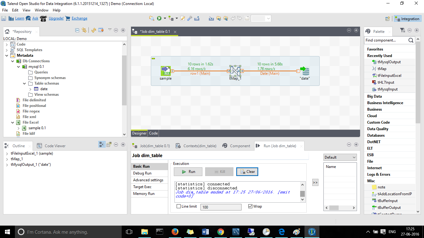 Easy BI Solutions: Loading dimension table using talend