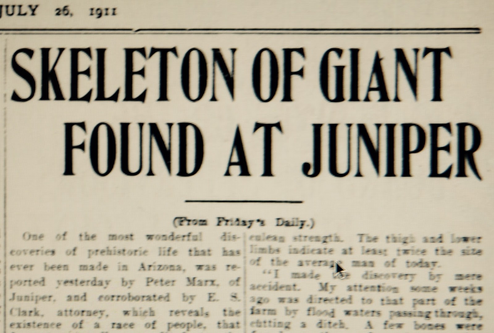 #PrescottAZHistory: 1911: Giant Humanoid Skeleton Unearthed in Yavapai ...