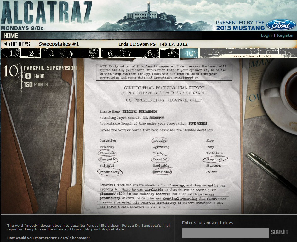 The Rock Mysteries: Legends of Alcatraz Puzzle Keys 6 to 10