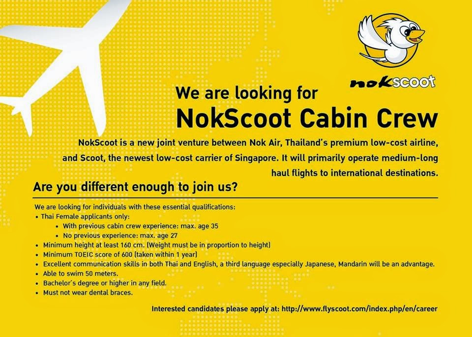 Fly Gosh: NokScoot Pilot and Cabin Crew Recruitment ( Base in Bangkok )