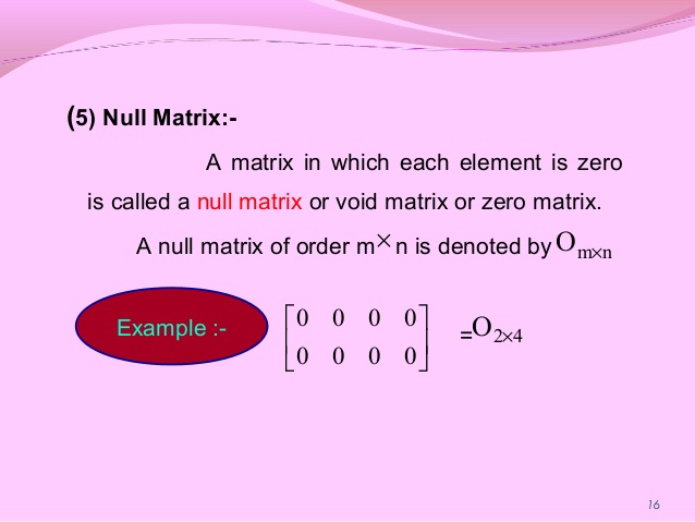 Learn maths in an easy way: TYPES OF MATRICES