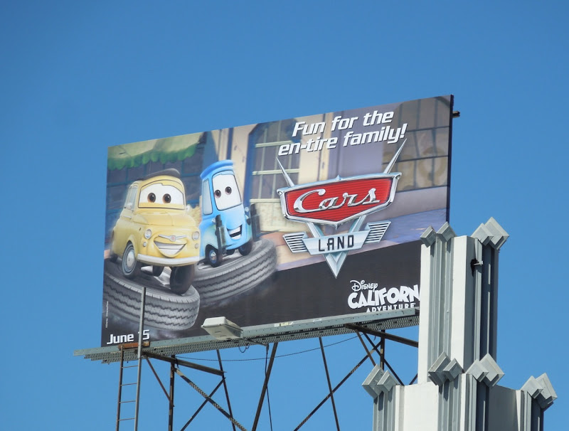bridesmaids movie: Cars Land Disney California Adventure billboards...