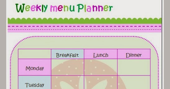 a muslim homeschool: Cute Weekly Menu Planner
