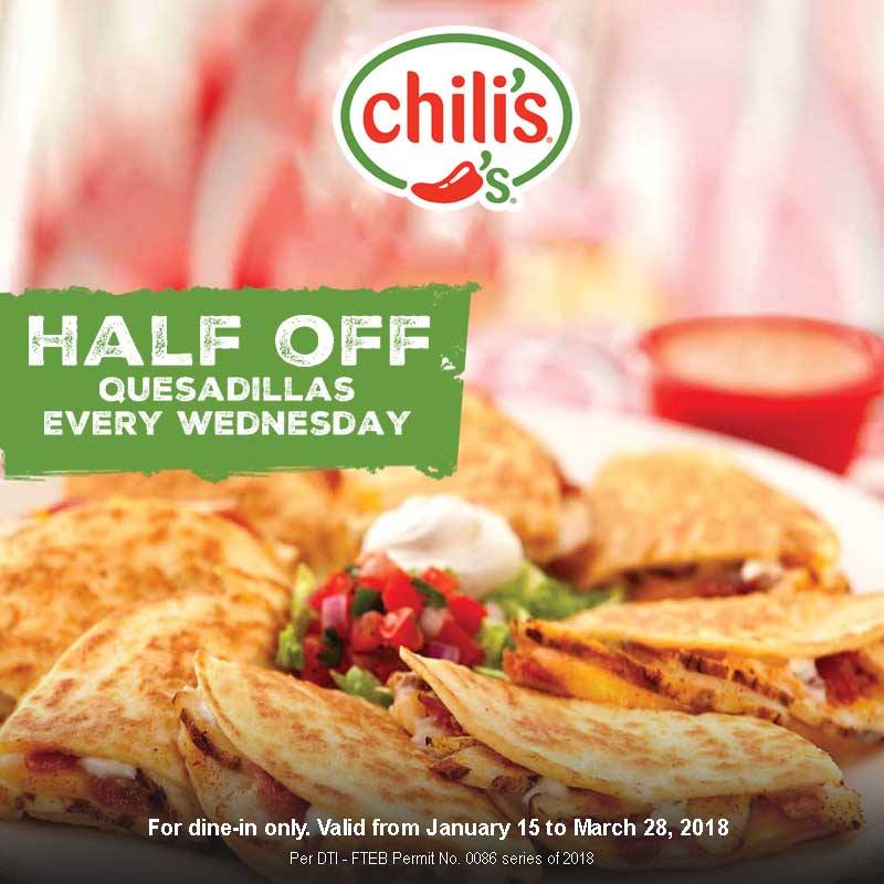 Manila Shopper: Chili's Monday & Wednesday Promos: Jan-Mar 2018