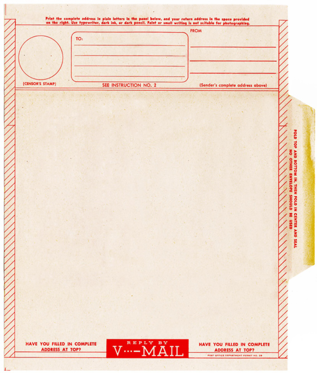 postmarked with love.: special delivery v-mail.