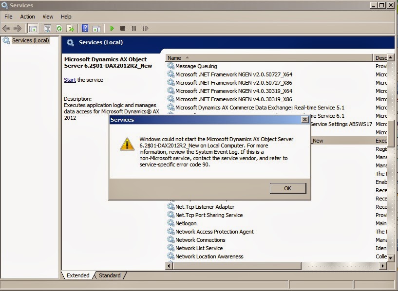 Daxperience Dynamics Ax 2012 R2 Server Terminated Unexpectedly With 90 Exitcode