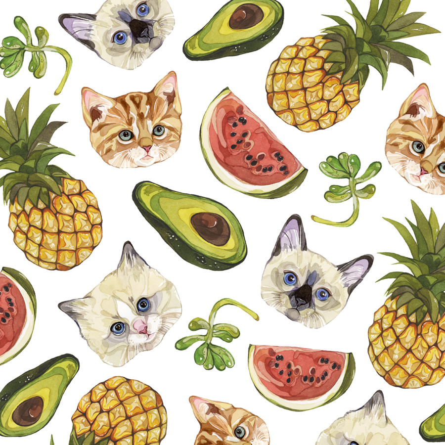 Laura Manfre - watercolour illustrations: Donuts, cats, pineapples and ...