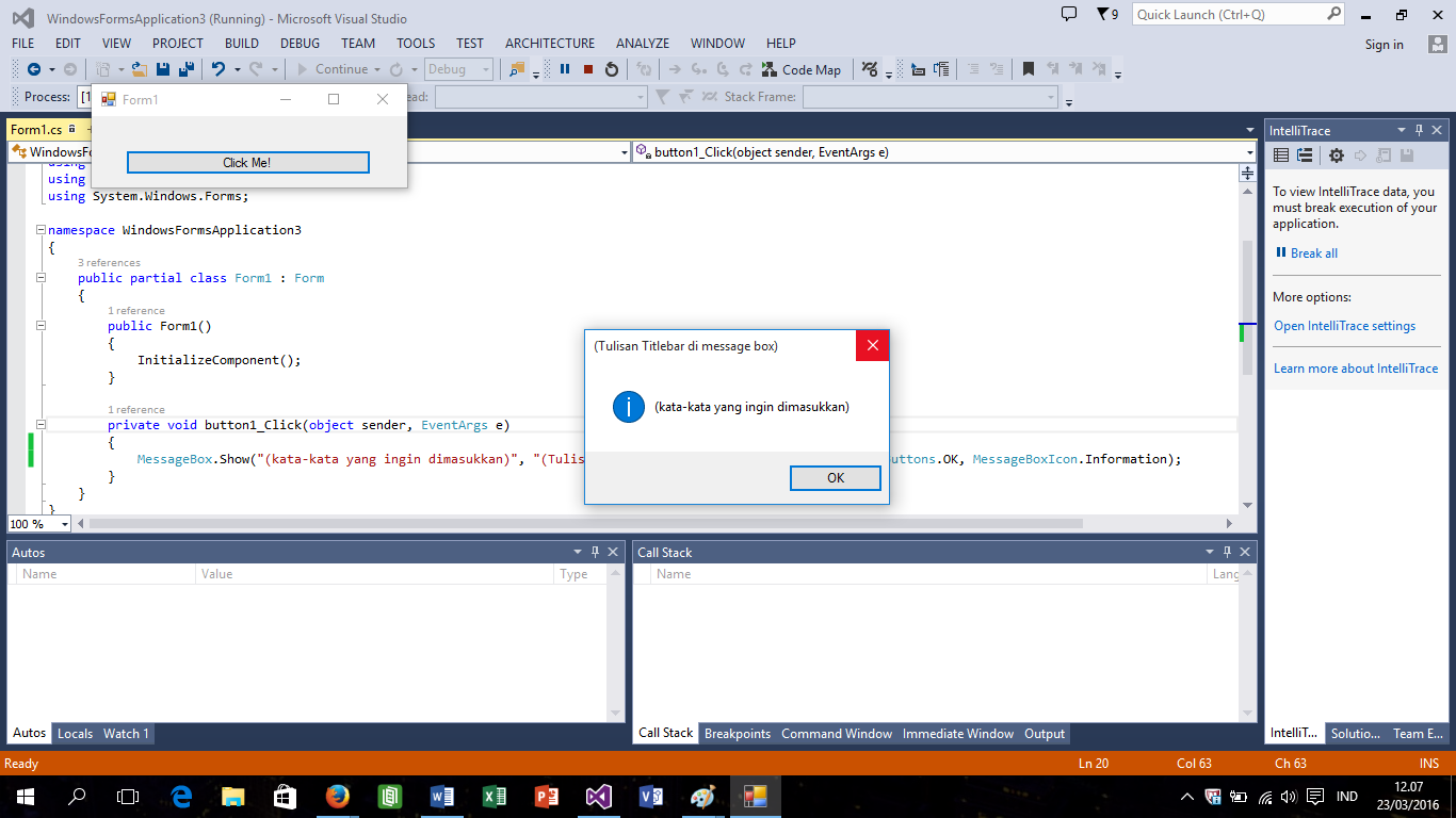 MY BLOG: MEMBUAT MESSAGE BOX DALAM C#