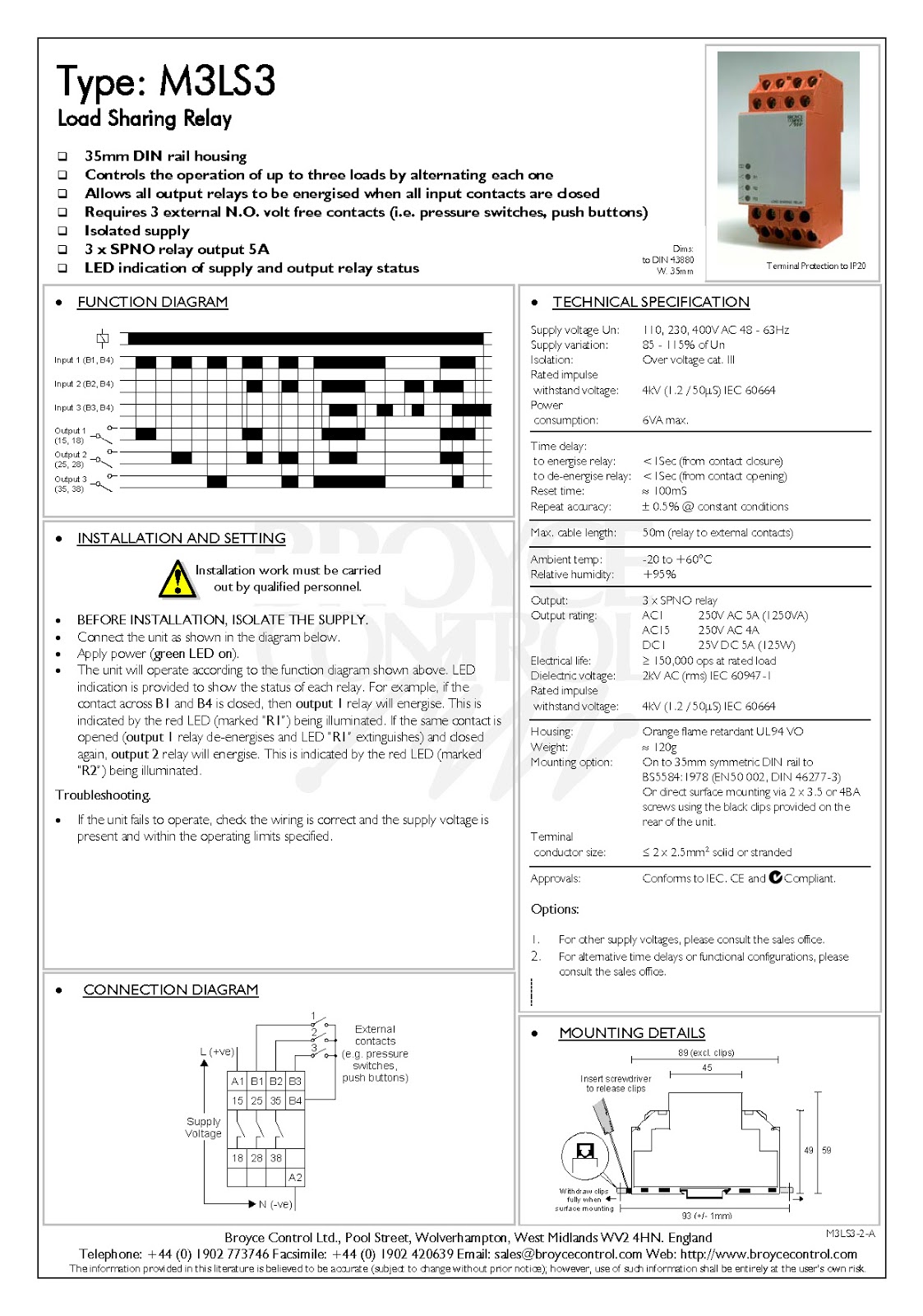 興昌電機 Hing Cheong - Electric: Broyce Control M3LS3 Load Sharing Relay ...