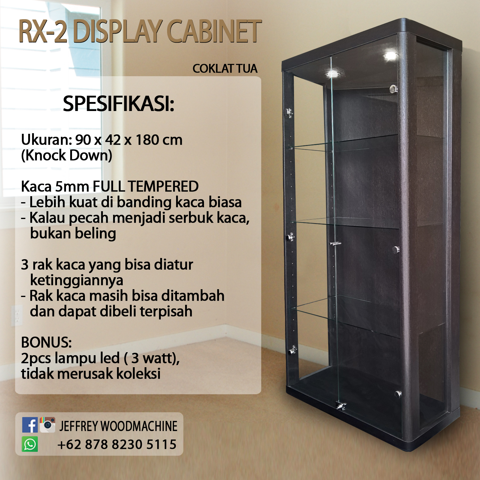 JUAL LEMARI PAJANG RAK KACA DISPLAY PIALA UNTUK SEKOLAH