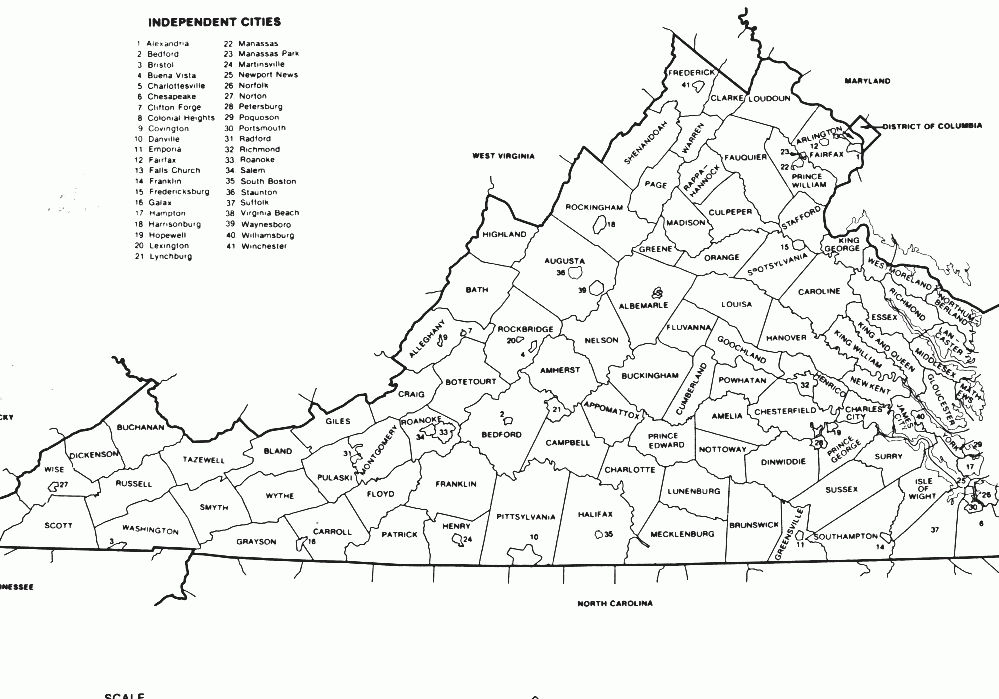 List Of Counties In Virginia - Virginia Map With Cities