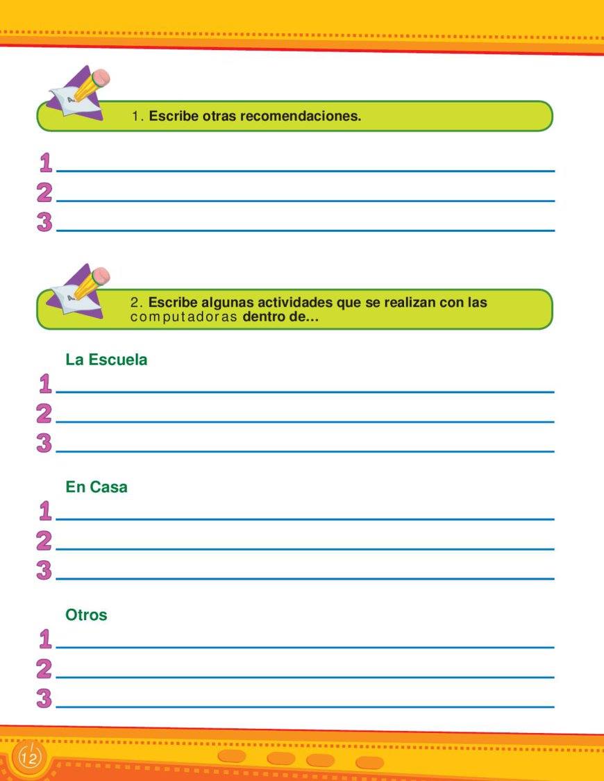 Fichas de Primaria: Informática para niños