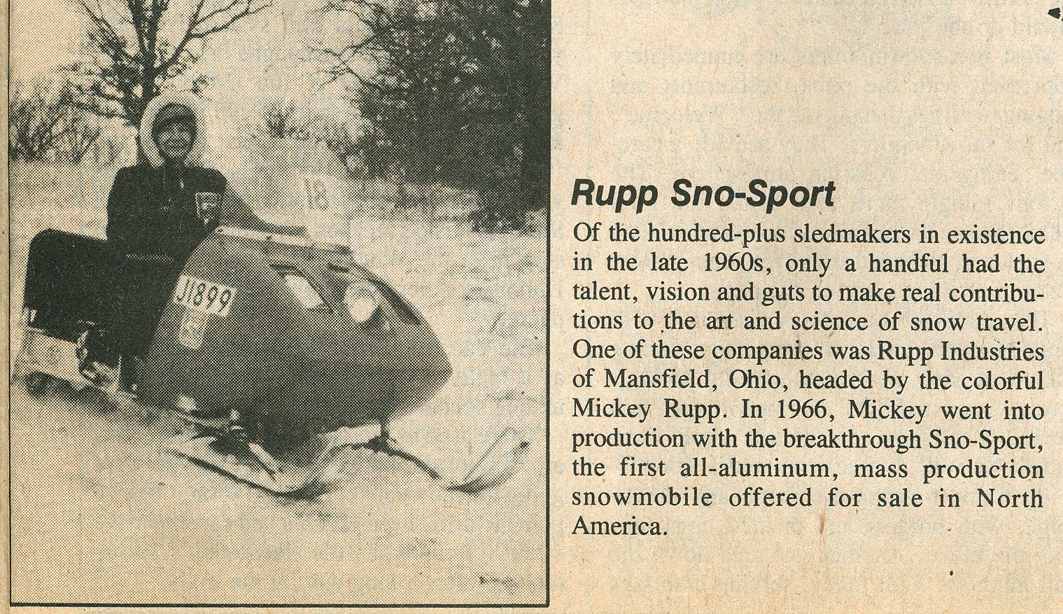 CLASSIC SNOWMOBILES OF THE PAST: THE FIRST RUPP SNOWMOBILE
